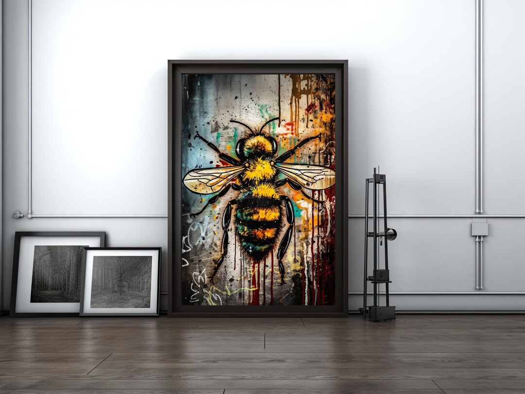Bee Graffiti Wall Art Honey Bee Graffiti Print Modern - Etsy