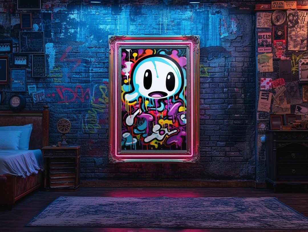 Ghost Graffiti Wall Art, Digital Download, Cute Little Ghost Face ...