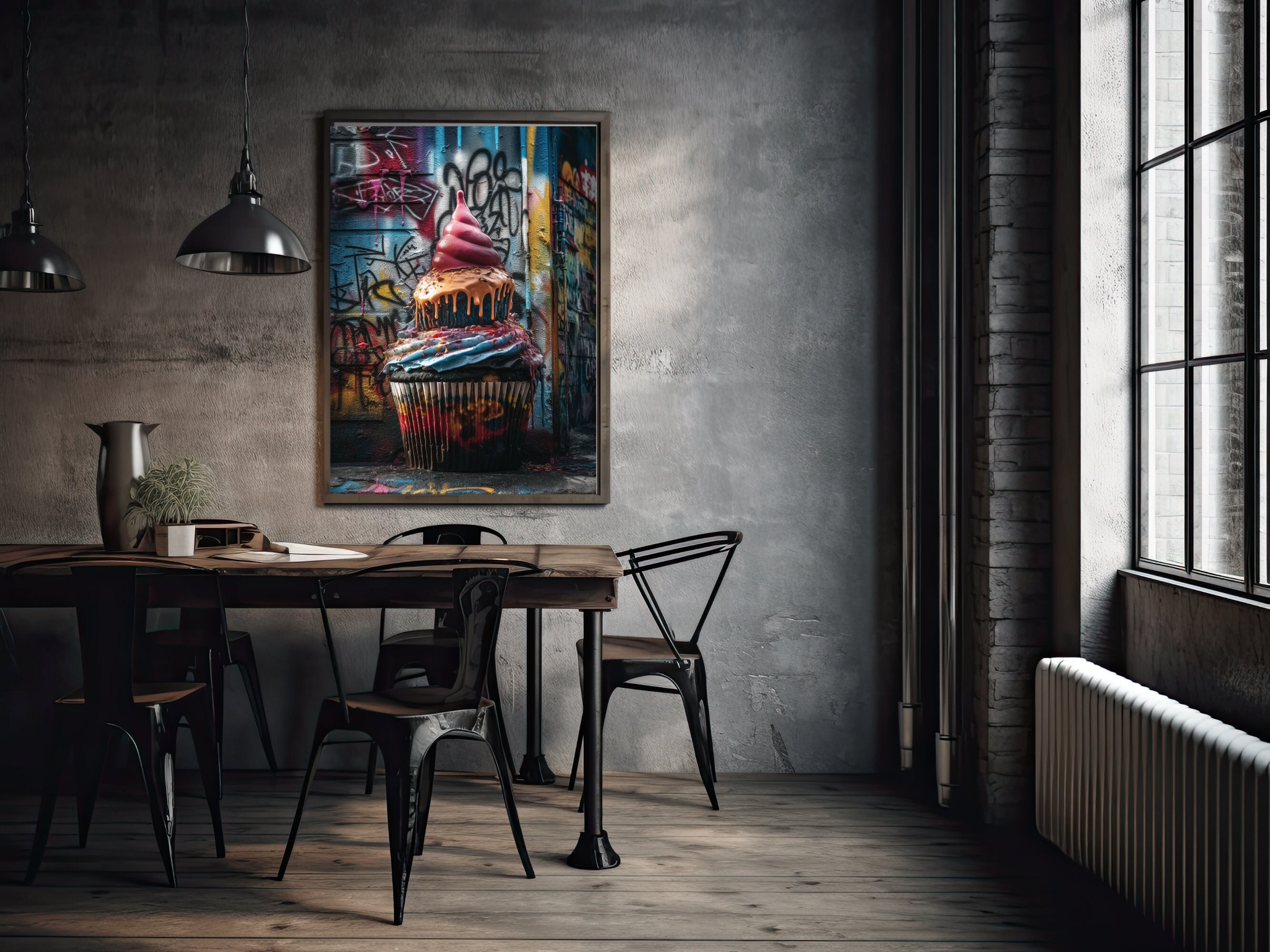 Cupcake Graffiti Wall Art Colorful Cupcake Digital Art - Etsy