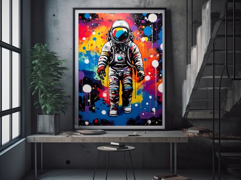 Banksy Astronaut Graffiti Wall Art Digital Download Colorful - Etsy
