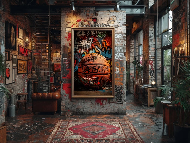 Basketball Graffiti Wall Art, Digital Download, Basketball Art Print ...