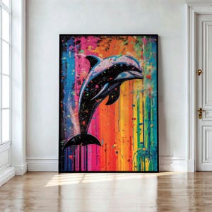 Dolphin Graffiti Wall Art, Printable Digital, Colorful Dolphin Wall ...