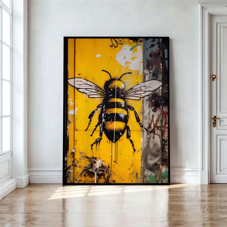 Colorful Bee Street Art, Urban Honey Bee Digital Print, Graffiti Style ...