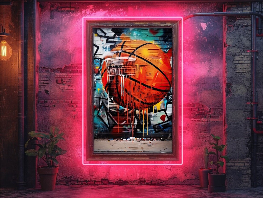 Basketball Graffiti Wall Art, Digital Download, Sports Ball Art Print ...