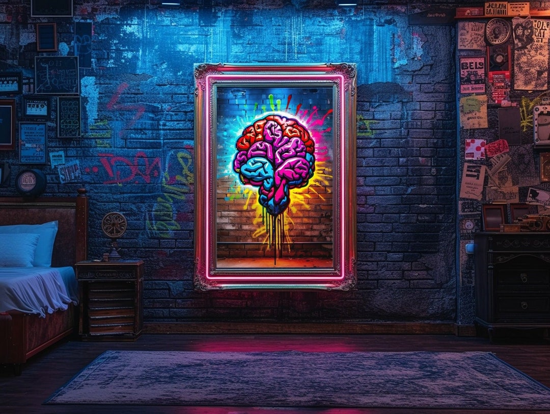 Human Brain Graffiti Wall Art, Printable Digital, Colorful Medical ...