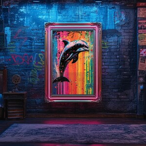 Dolphin Graffiti Wall Art, Printable Digital, Colorful Dolphin Wall ...