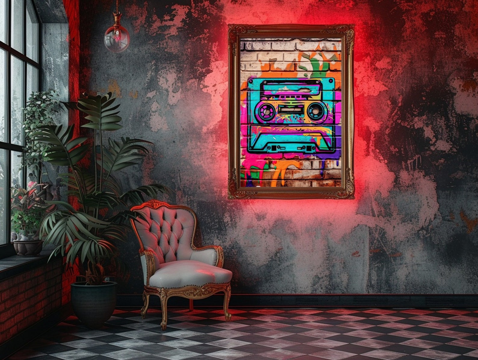 Colorful Cassette Tape Graffiti Wall Art, Music Inspired Graffiti Print ...