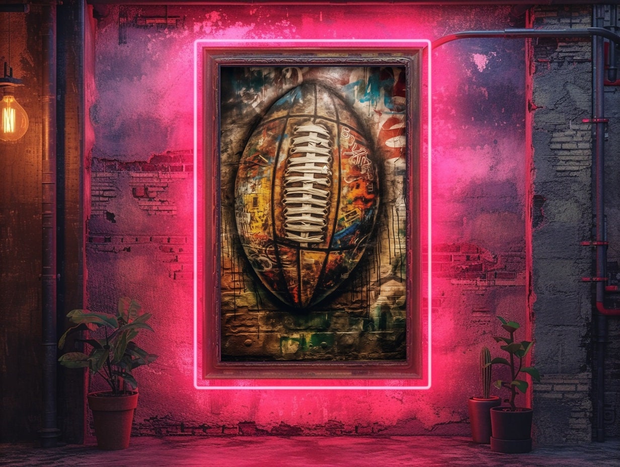 American Football Graffiti Art Vibrant Street Style Digital Print ...