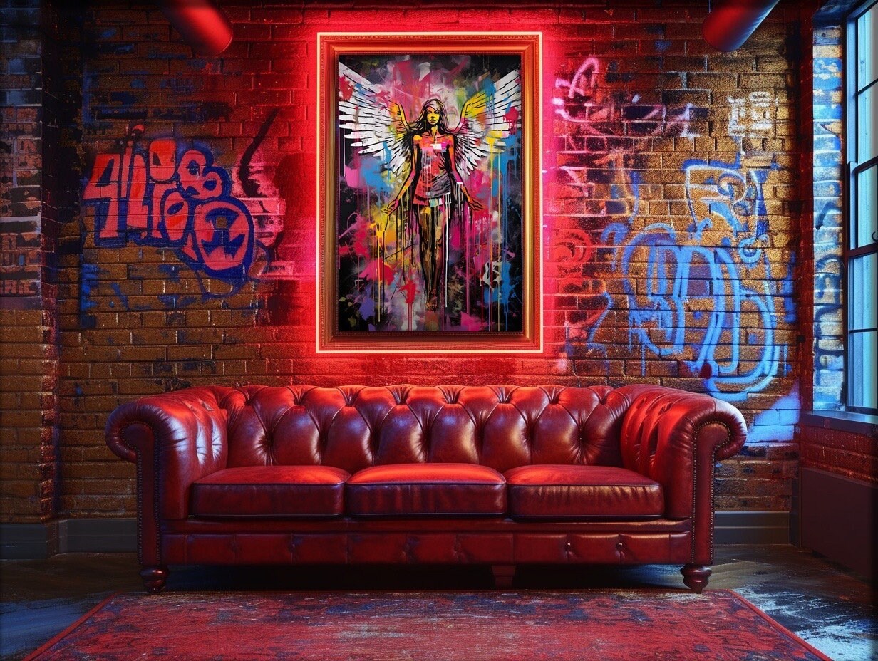 Angel Girl Graffiti Wall Art, Printable Digital, Colorful Woman Angel ...