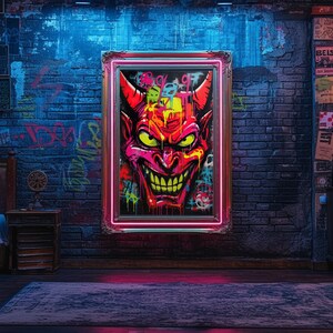 Red Devil Graffiti Wall Art, Digital Download, Demon Horns Art Print ...