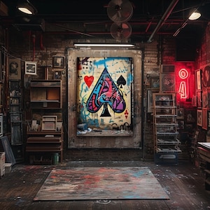 Ace of Spades Graffiti Wall Art, Printable Digital Colorful Playing ...