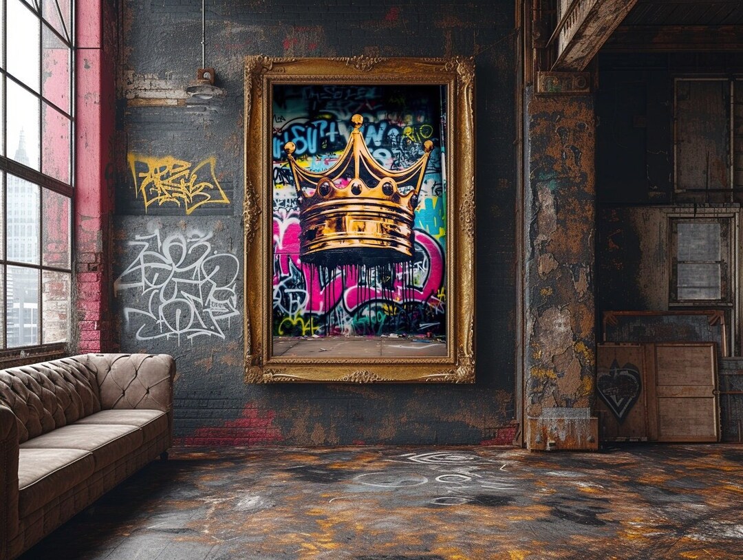 Crown Graffiti Wall Art, Street Graffiti, Digital Art, Royal Crown Wall ...