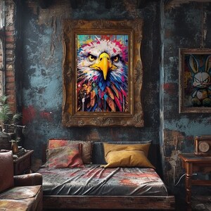 American Bald Eagle Graffiti Wall Art, Fierce Bald Eagle Graffiti Print ...