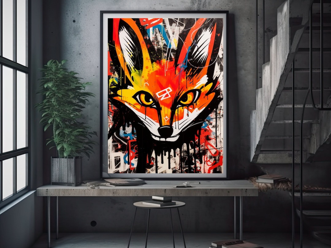 Fox Graffiti Wall Art Woodland Fox Printable Wall Art - Etsy
