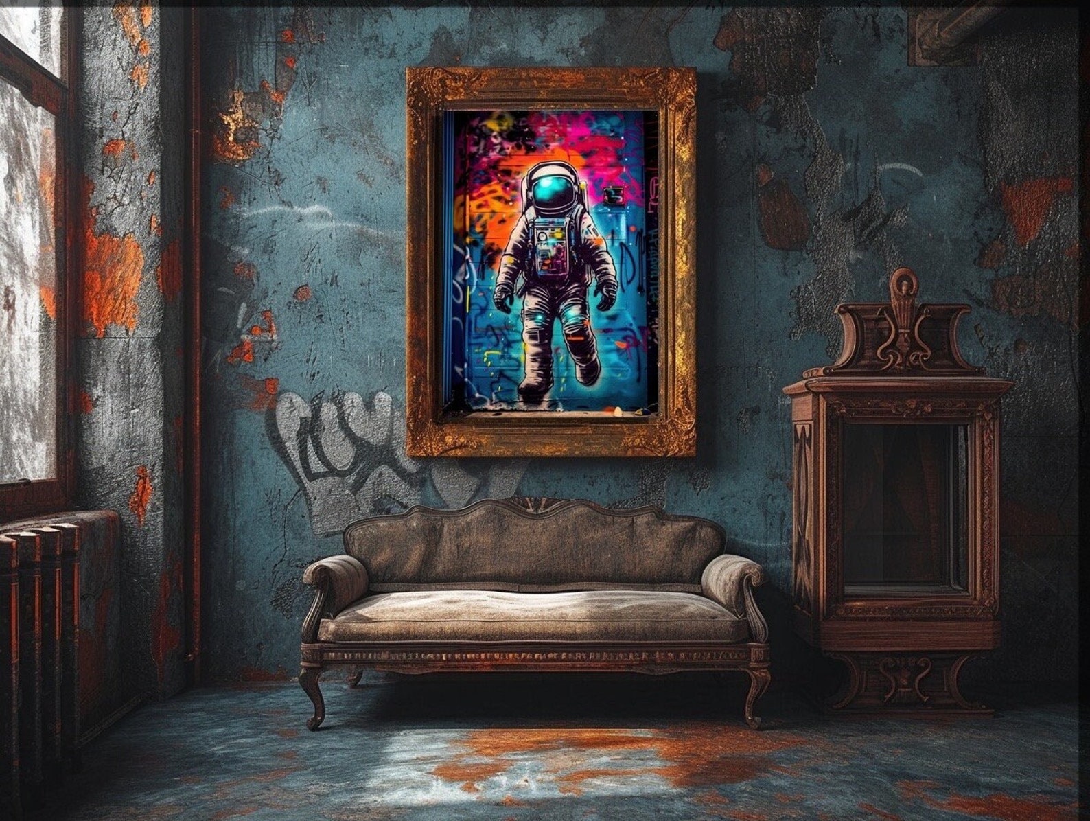 Astronaut Graffiti Wall Art, Digital Download, Modern Street Art Poster ...