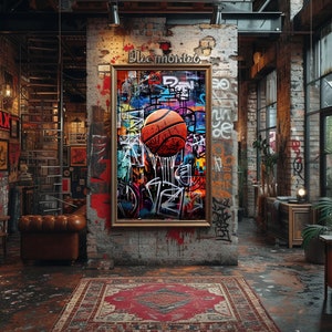 Colorful Basketball Graffiti Wall Art, Printable Digital, Basketball ...