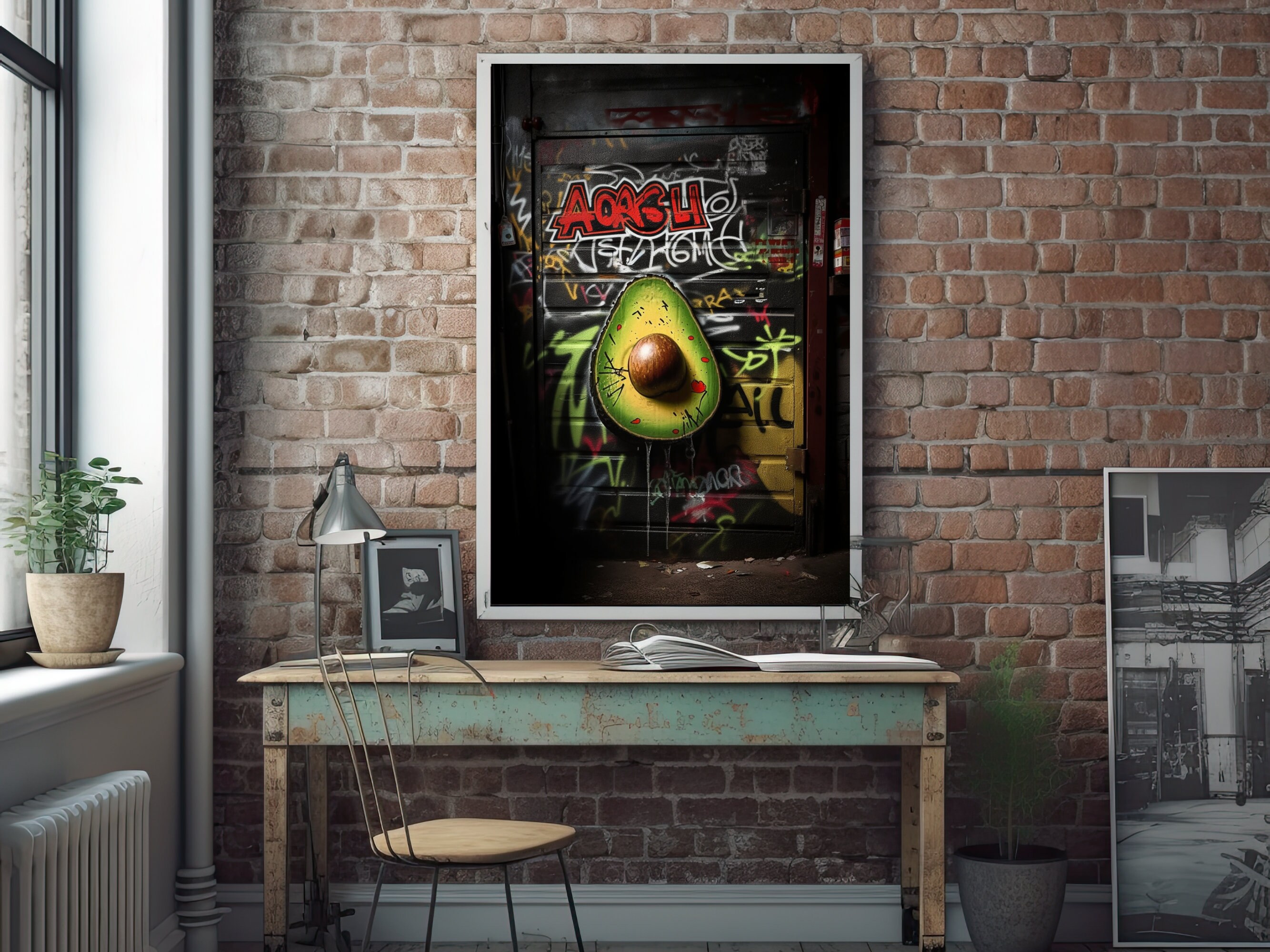 Avocado Obst Graffiti Wandkunst, digitaler Download, Obst Wandkunst ...