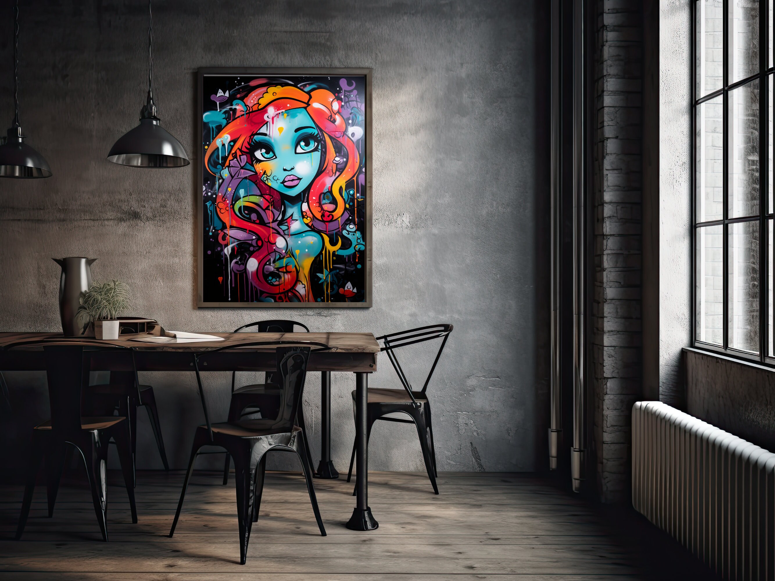 Mermaid Graffiti Wall Art Digital Download Colorful Fantasy - Etsy