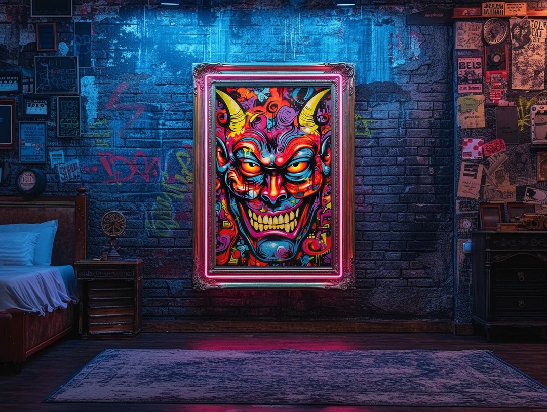 Devil Face Graffiti Wall Art, Digital Download, Evil Scary Halloween ...
