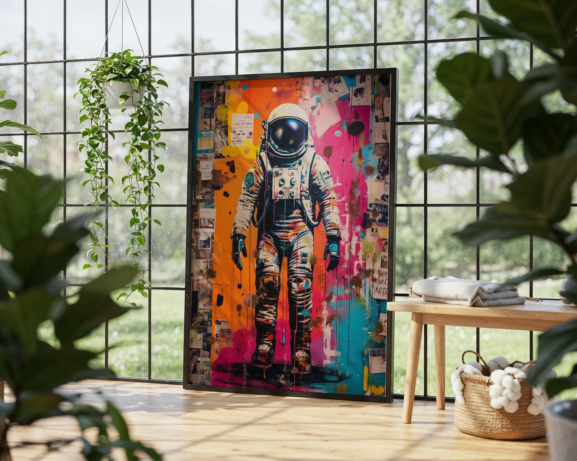 Graffiti Astronaut Art, Space Explorer Digital Print, Spaceman Wall ...