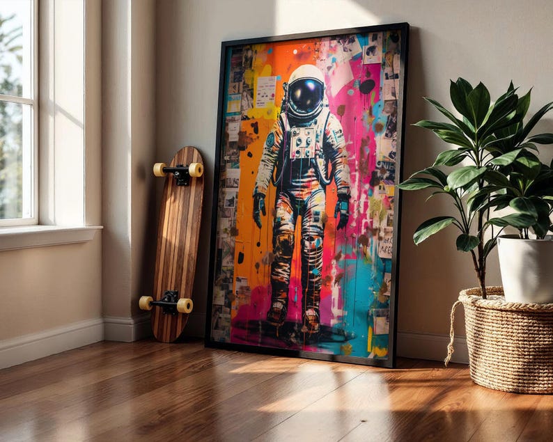 Graffiti Astronaut Art, Space Explorer Digital Print, Spaceman Wall ...