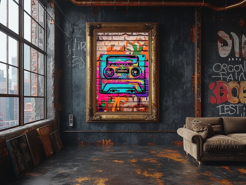 Colorful Cassette Tape Graffiti Wall Art, Music Inspired Graffiti Print ...