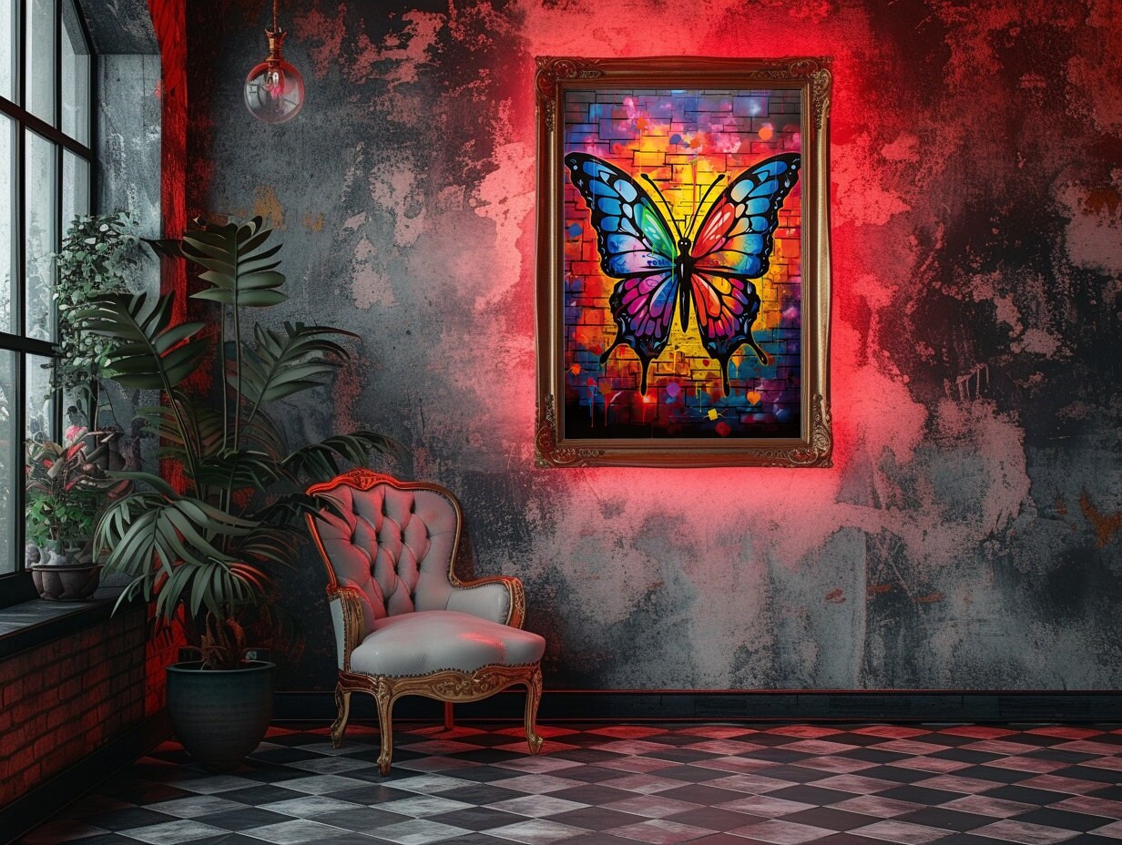 Butterfly Graffiti Wall Art, Digital Butterfly Art Print, Insect Poster ...