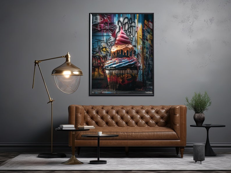 Cupcake Graffiti Wall Art Colorful Cupcake Digital Art - Etsy