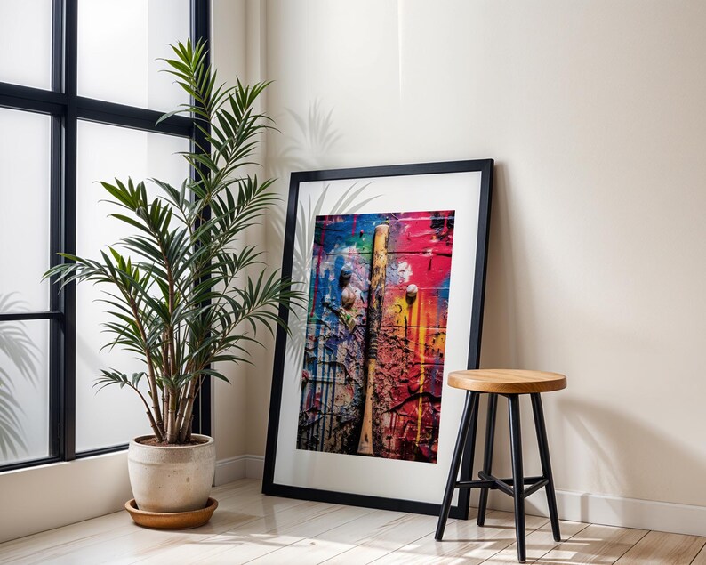 Baseball Bat Graffiti Wall Art, Printable Digital, Colorful Baseball ...