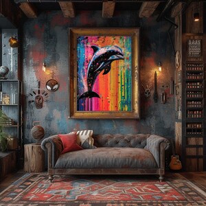 Dolphin Graffiti Wall Art, Printable Digital, Colorful Dolphin Wall ...
