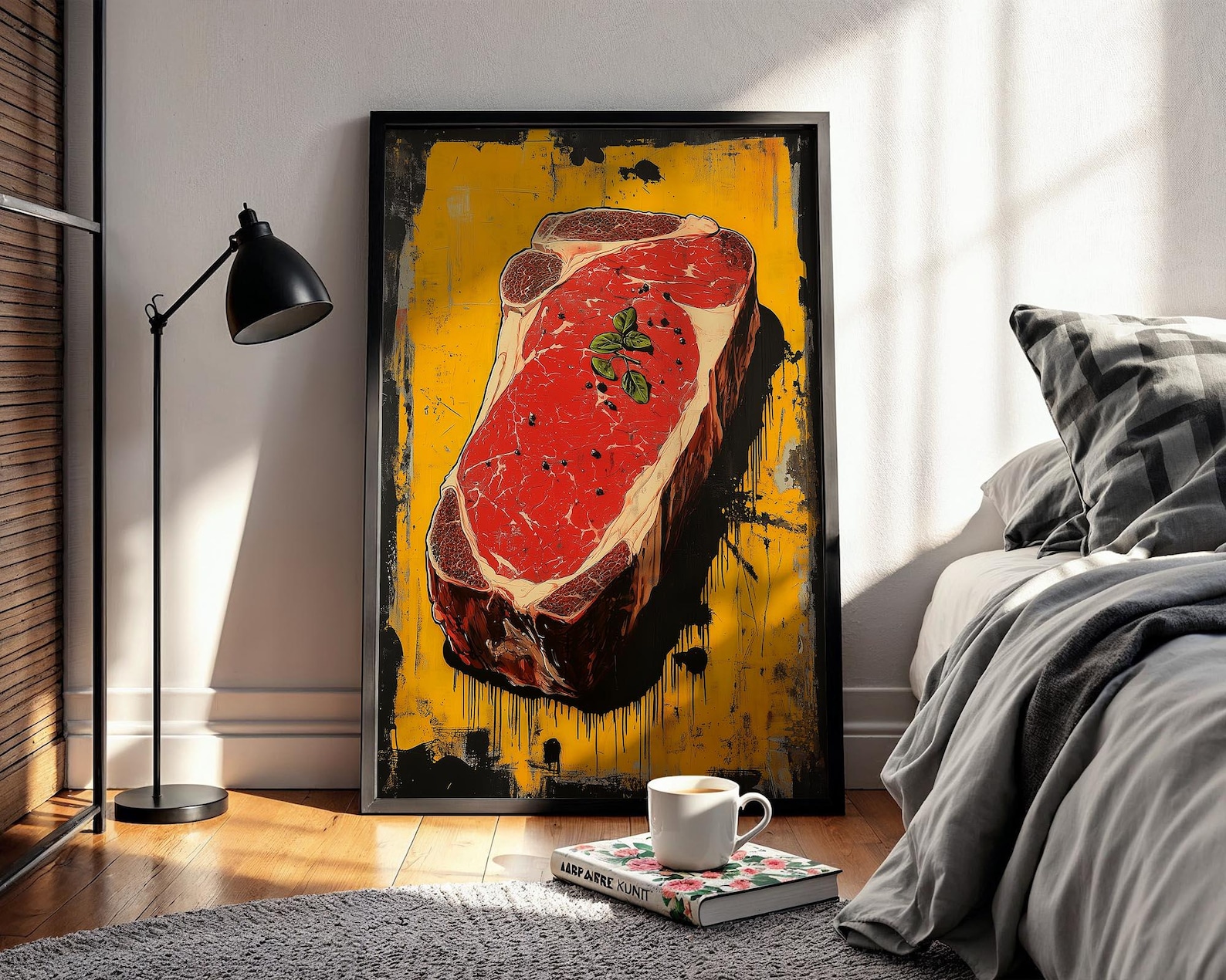 Steak Graffiti Art Print, Bold Urban Wall Decor, Iconic Ribeye Street ...
