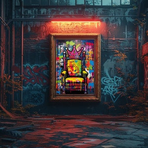 Royal Throne Graffiti Wall Art, Digital Download, Colorful Throne Chair ...