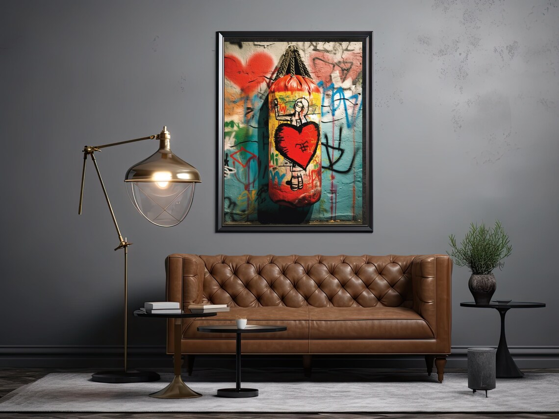 Punching Bag Graffiti Wall Art, Printable Digital, Colorful Boxing Wall ...