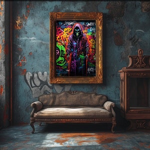 Grim Reaper Graffiti Wall Art, Digital Download Print, Spooky Colorful ...