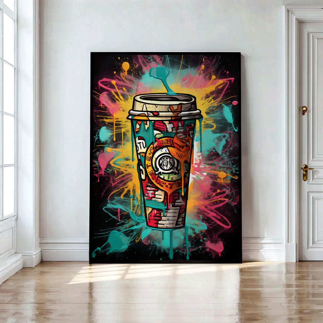 Coffee Cup Graffiti Wall Art, Digital Download, Coffee Wall Decor ...