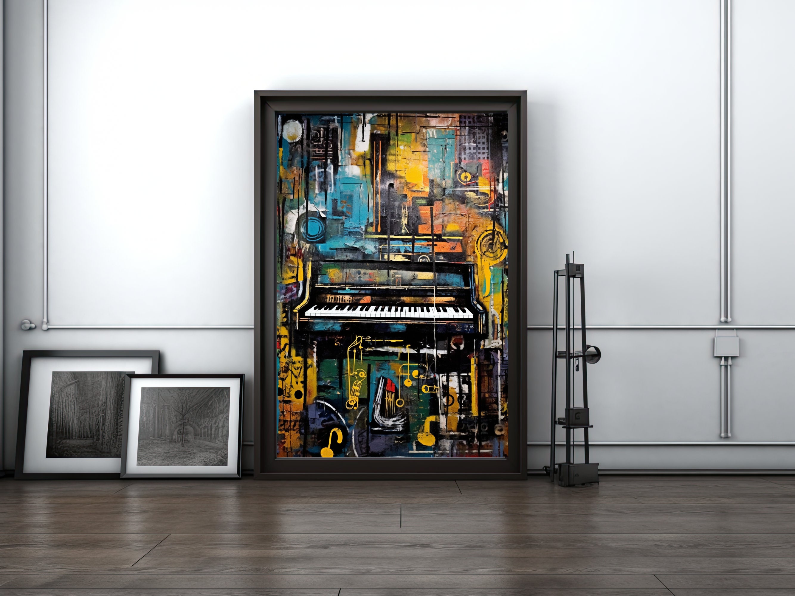 Piano Graffiti Wall Art, Digital Print, Modern Street Art, Musical ...