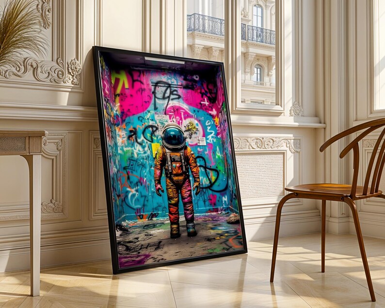 Astronaut Graffiti Wall Art, Printable Digital, Space Astronaut Wall ...
