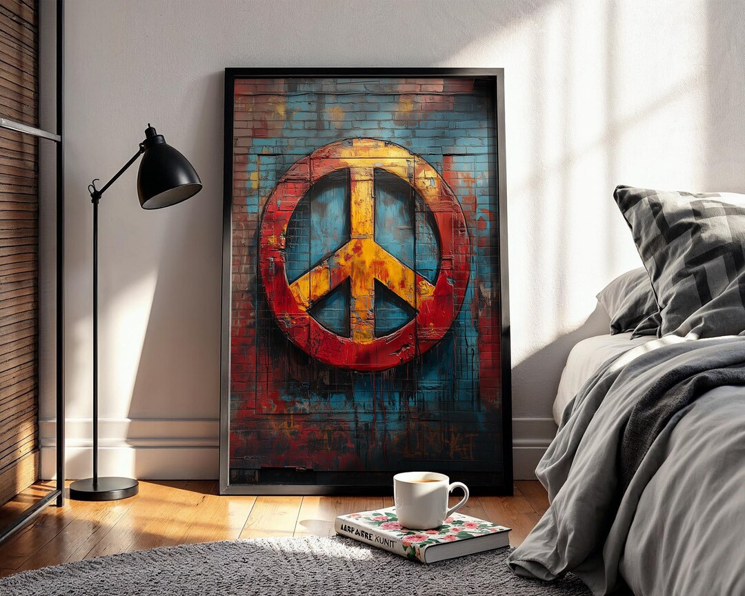 Peace Symbol Graffiti Art Print, Bold Urban Wall Decor, Iconic Peace ...