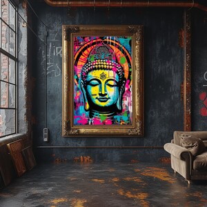 Buddha Graffiti Wall Art, Digital Download, Abstract Colorful Buddha ...