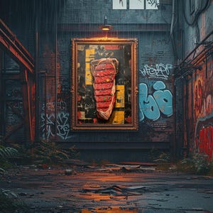 Food Graffiti Wall Art, Urban Steak Wall Decor, Iconic Ribeye Art Print ...