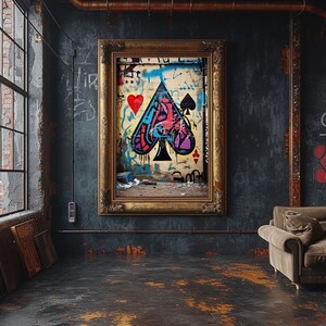 Ace of Spades Graffiti Wall Art, Printable Digital Colorful Playing ...