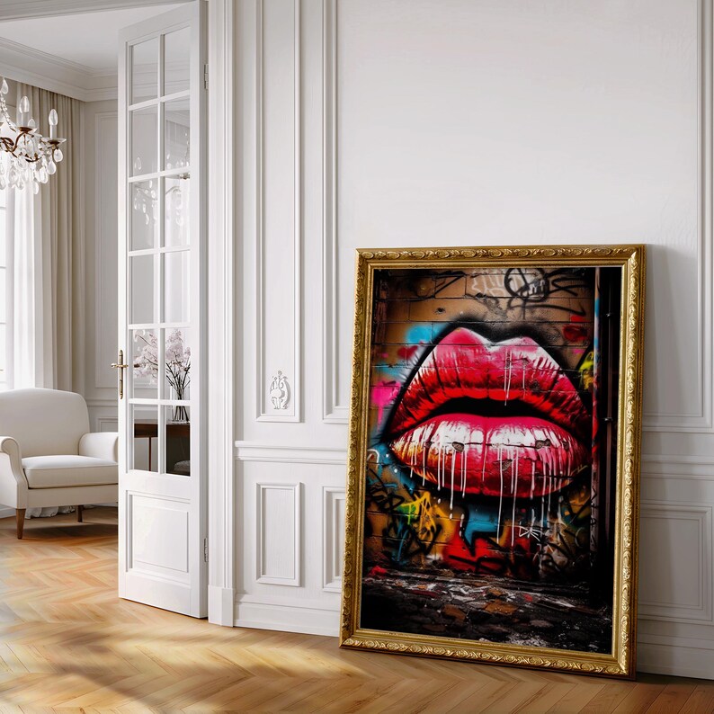 Lips Graffiti Wall Art, Printable Art Download, Sexy Lips Wall Decor ...
