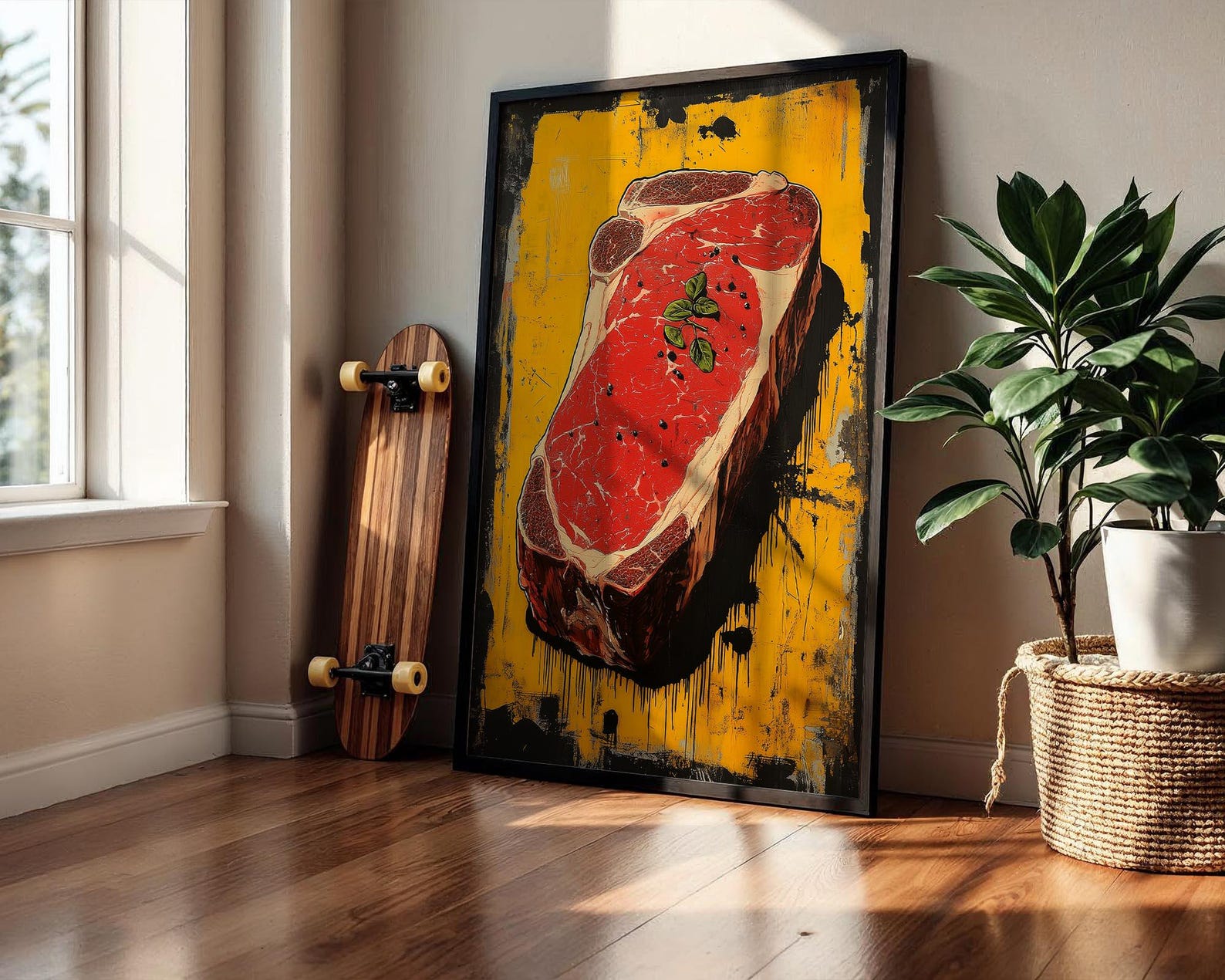 Steak Graffiti Art Print, Bold Urban Wall Decor, Iconic Ribeye Street ...