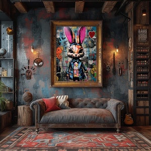 The White Rabbit Graffiti Wall Art, Digital Download Colorful Alice in ...
