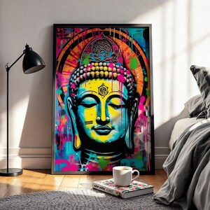 Buddha Graffiti Wall Art, Digital Download, Abstract Colorful Buddha ...
