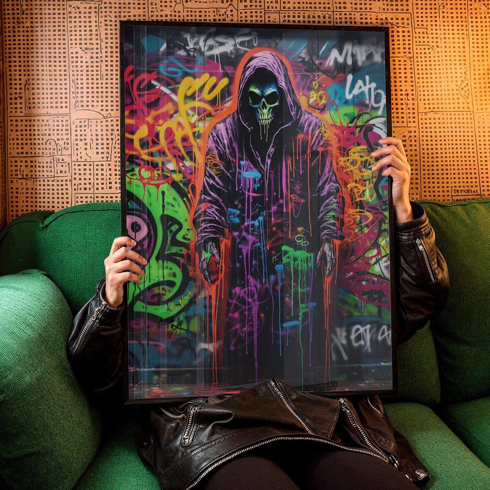 Grim Reaper Graffiti Wall Art, Digital Download Print, Spooky Colorful ...