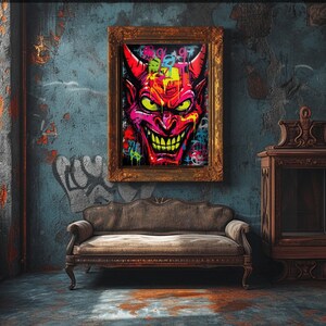 Red Devil Graffiti Wall Art, Digital Download, Demon Horns Art Print ...