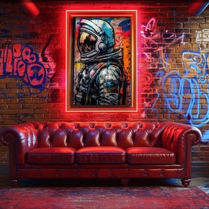 Astronaut Graffiti Wall Art, Space Art Graffiti Print, Modern, Urban ...