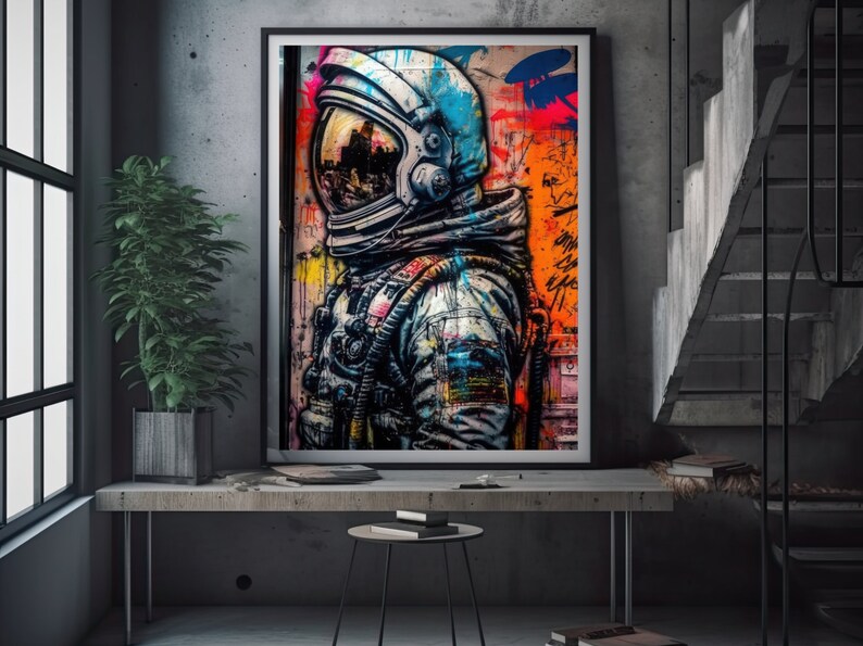 Astronaut Graffiti Wall Art Space Art Graffiti Print Modern - Etsy
