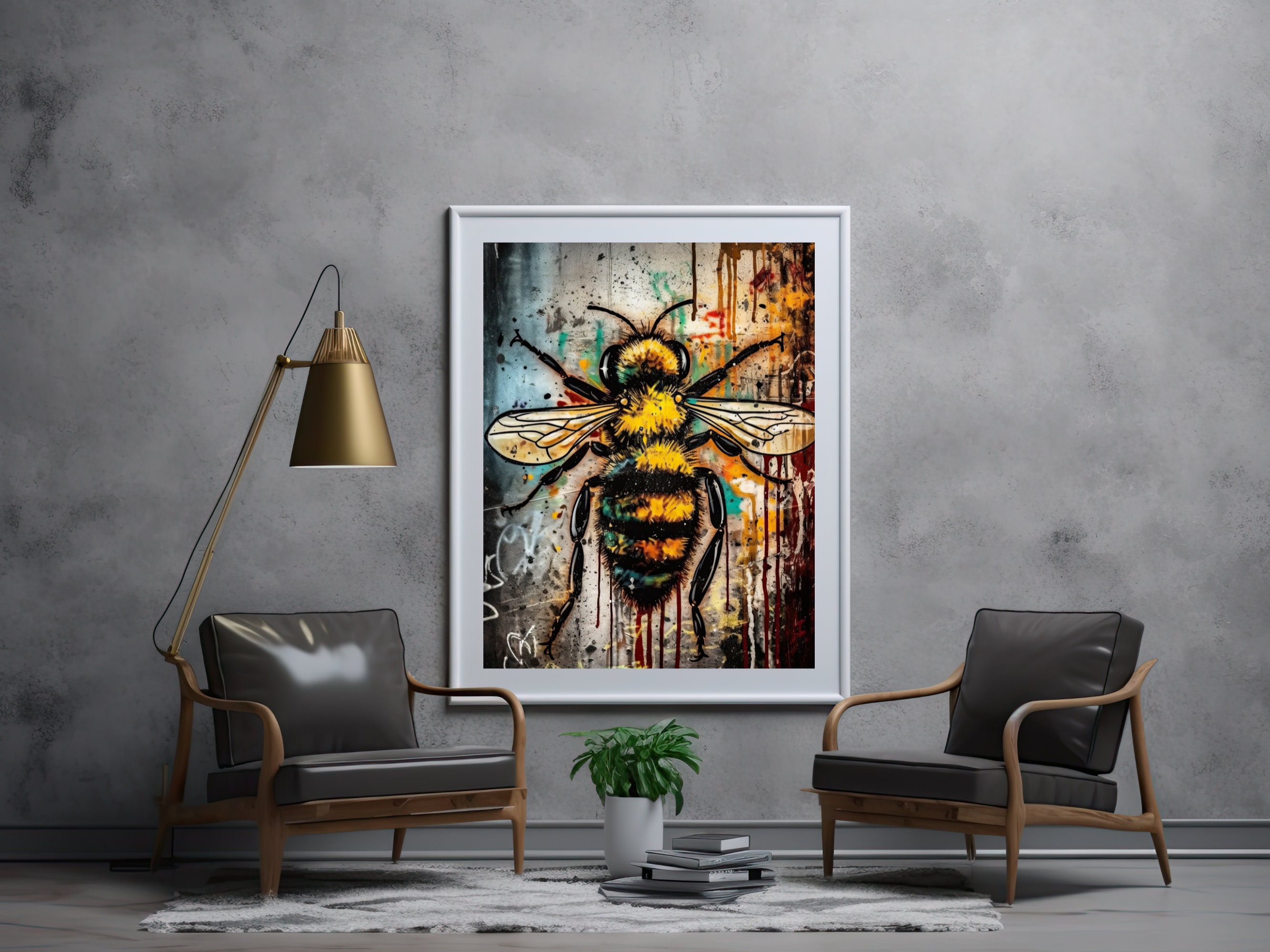 Bee Graffiti Wall Art Honey Bee Graffiti Print Modern - Etsy